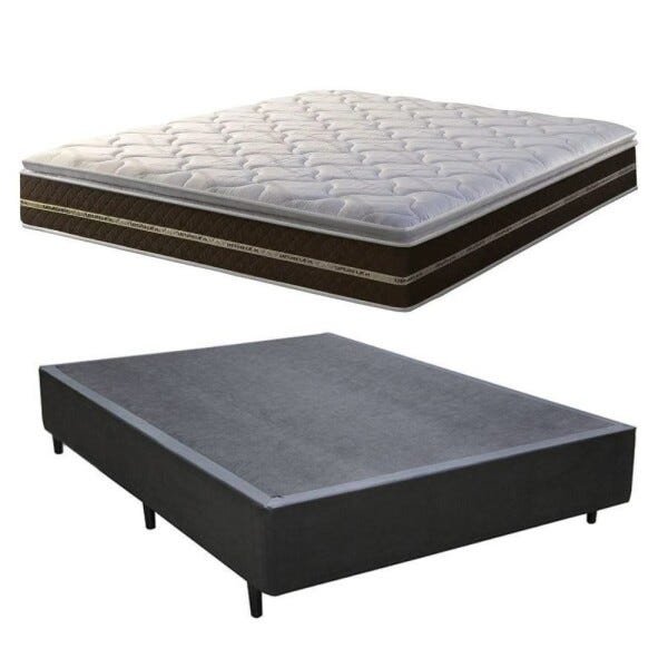 Cama Box Casal Sintético Preto + Colchão Phoenix Resistency D33 Casal ...