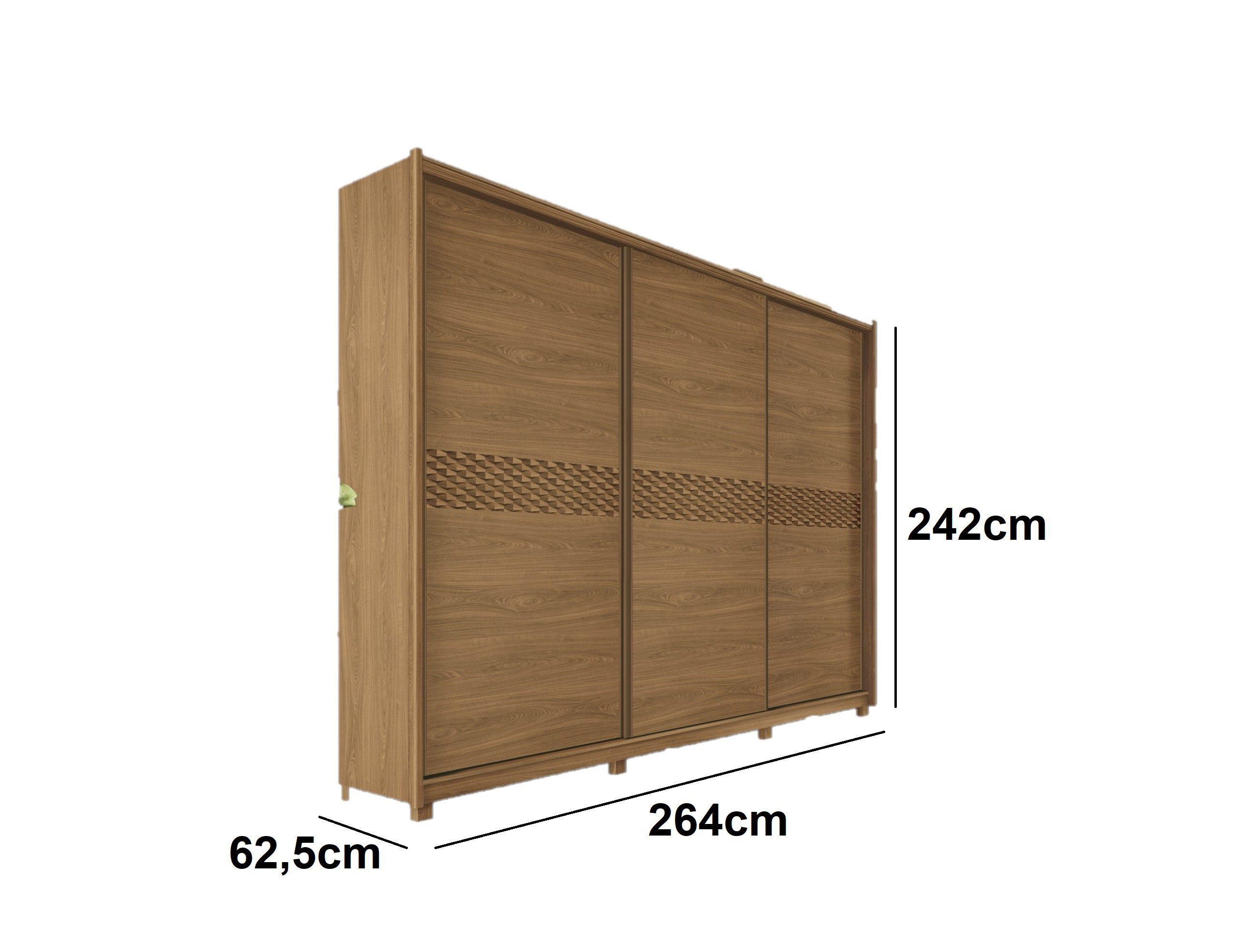 Guarda-Roupa Casal Murano Plus 3P Deslizantes Freijó - Fazzio ...