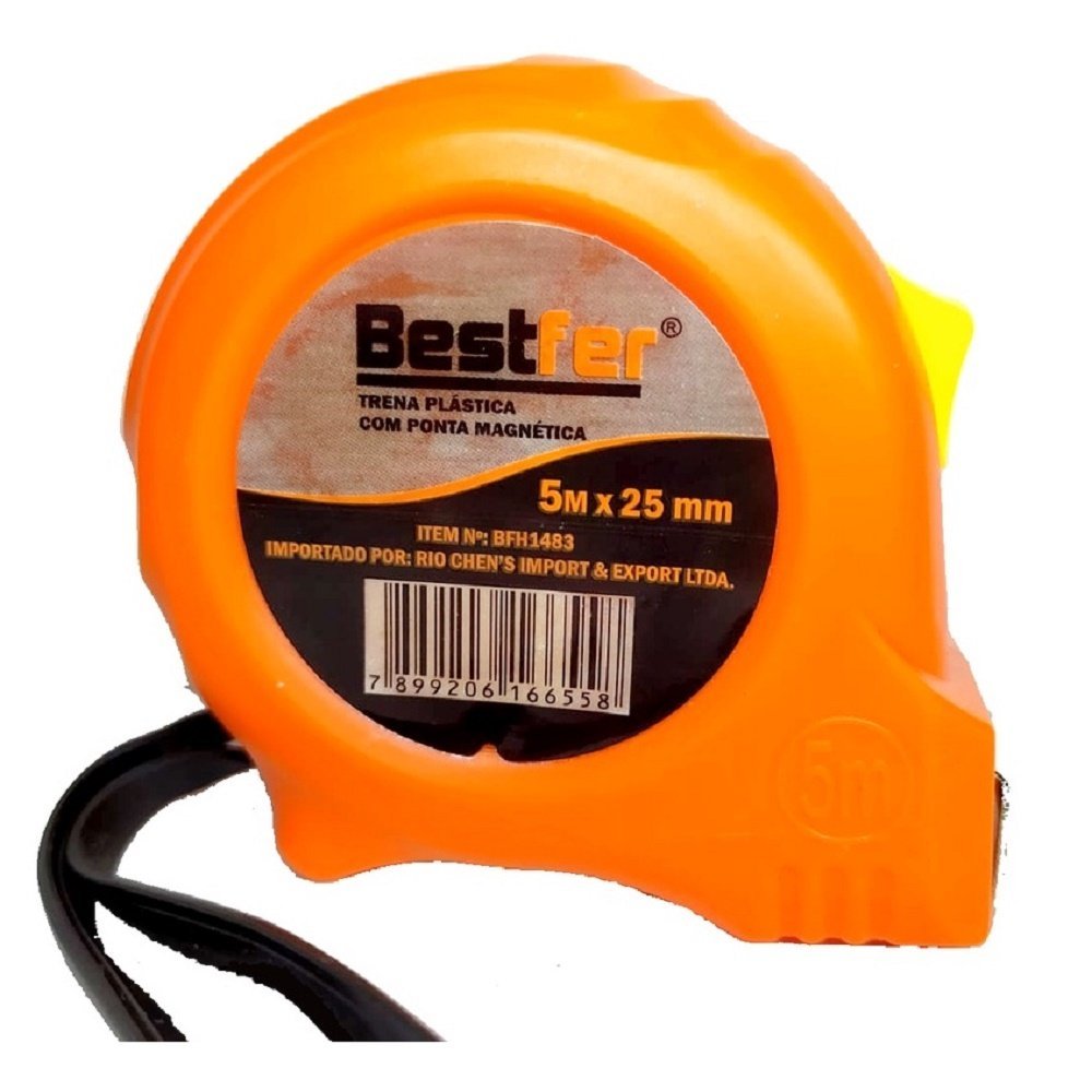 Trena Métrica Plástica Laranja 7,5m 25mm Medição Precisão Construção ...
