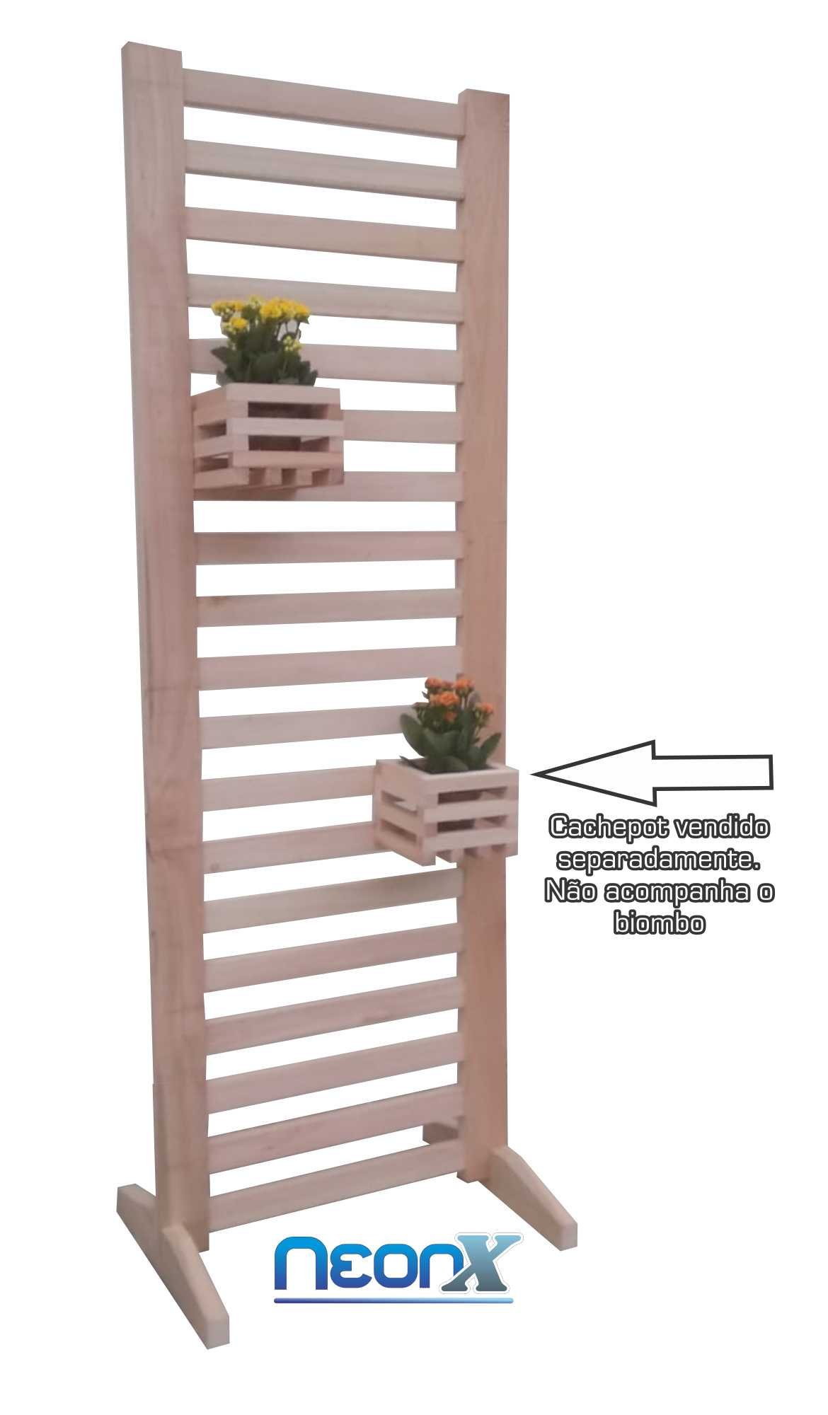 Painel Biombo Divisória Floreira com Pés 162x54 Cm Madeira Ripado Neonx ...