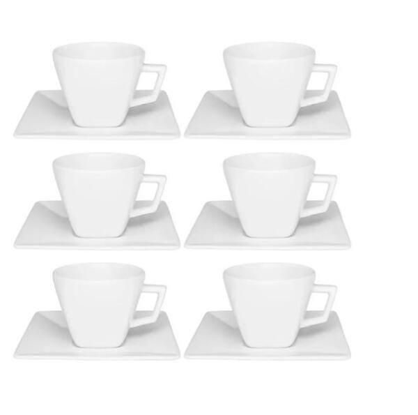 6 Xícara De Café Com Pires Quartier White 75Ml Oxford | MadeiraMadeira