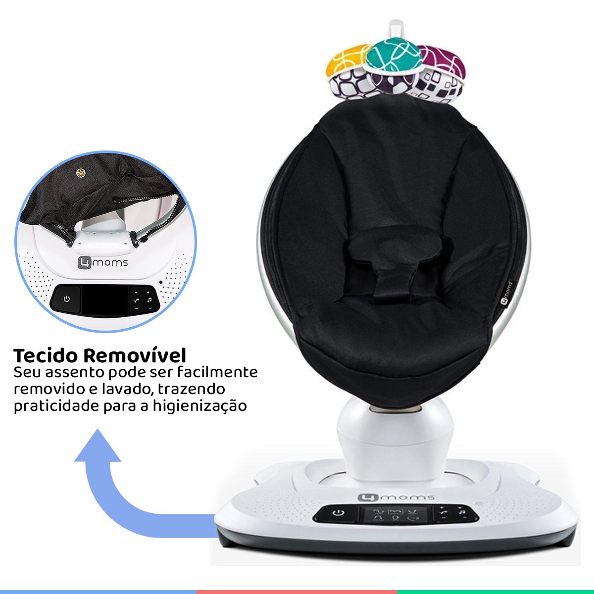 Cadeira Descanso Do Bebê Até 9Kg Reclinável e Musical Com 5 Movimentos Mamaroo4 4Moms - Classic ...