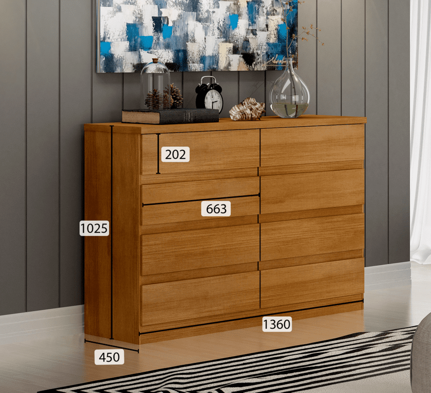 Cômoda para Quarto 8 Gavetas - Astra-cumaru - Móveis Novo Horizonte ...