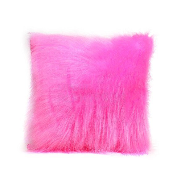 Capa Almofada Rosa de Pêlo Alto Longo 45cm x 45cm com zíper invisível ...