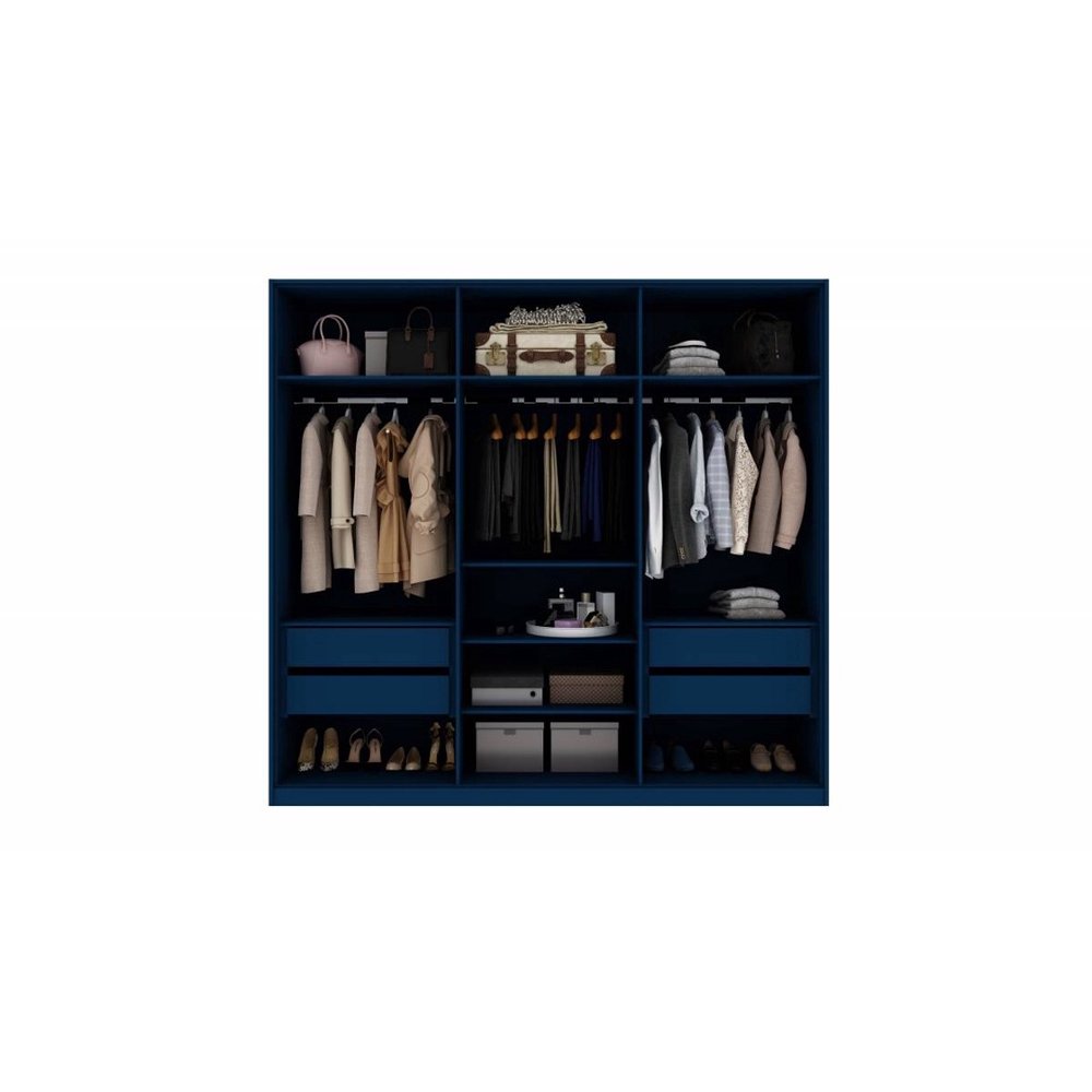 Guarda Roupa Azul 6 portas 4 Gavetas Alpha Gelius 236x250x58 ...