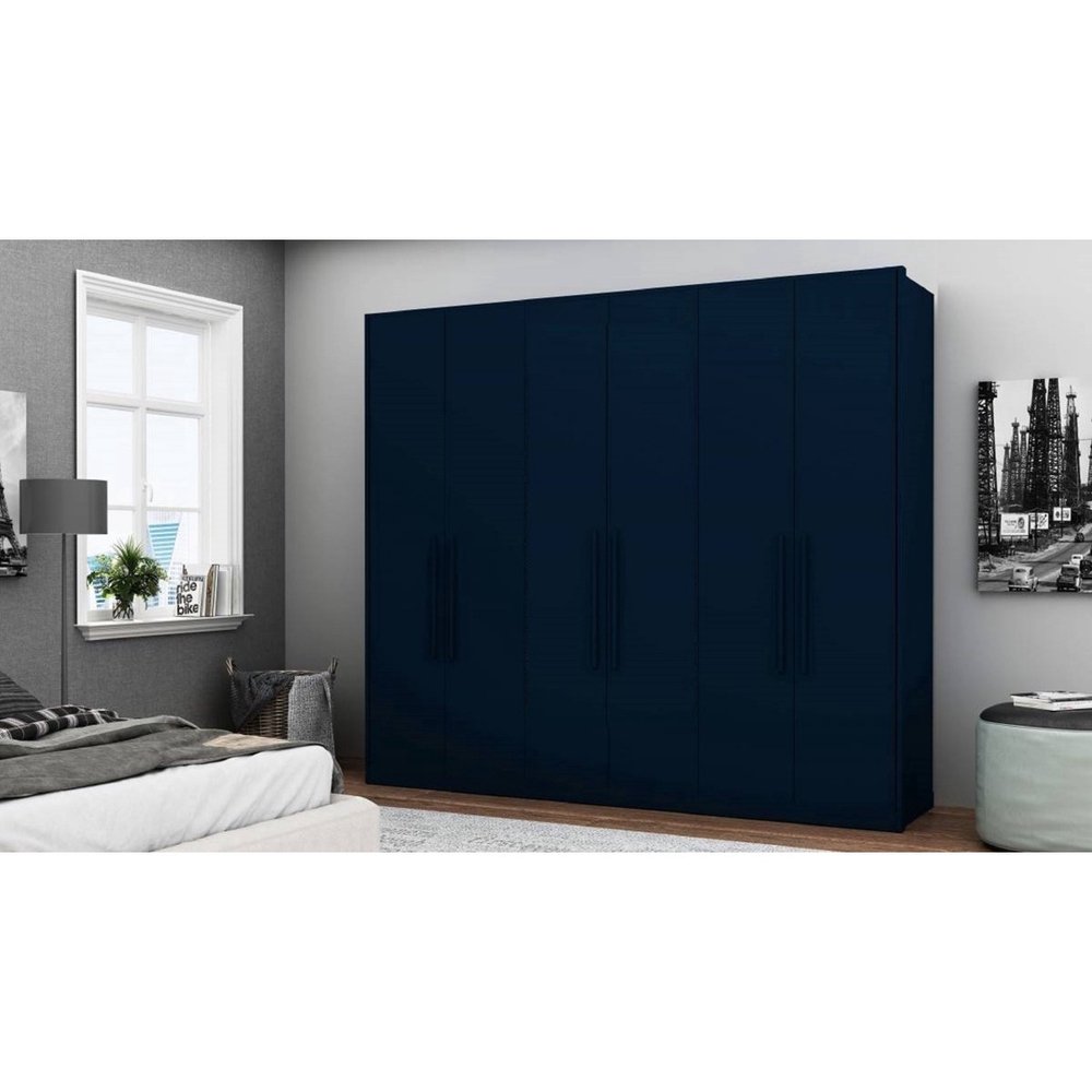 Guarda Roupa Azul 6 portas 4 Gavetas Alpha Gelius 236x250x58 ...