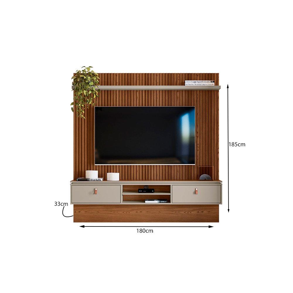 Painel Home para TV 75 Polegadas Authentique Freijó/Off White 180cm ...