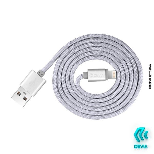 Cabo Lightning IPhone Fashion Homologado 1M Prata - Devia | MadeiraMadeira