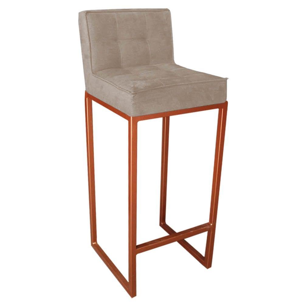 Kit 07 Banqueta Alta Linne Bronze Corino Bege | MadeiraMadeira