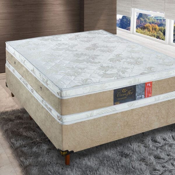 Conjunto Ouroflex Base Casal Bege 138x188 | MadeiraMadeira