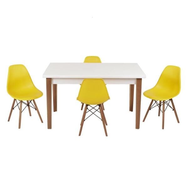Conjunto Mesa de Jantar Juliette Branca 135cm com 4 Cadeiras Eames ...
