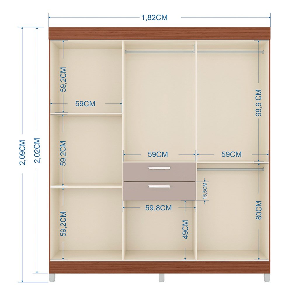 Guarda Roupa Casal Madri 7 Portas 2 Gavetas Capuccino/Off White ...
