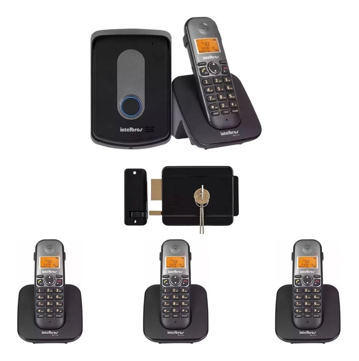 Interfone Sem Fio Intelbras 3 Ramais Internos E Fechadura - Preto ...