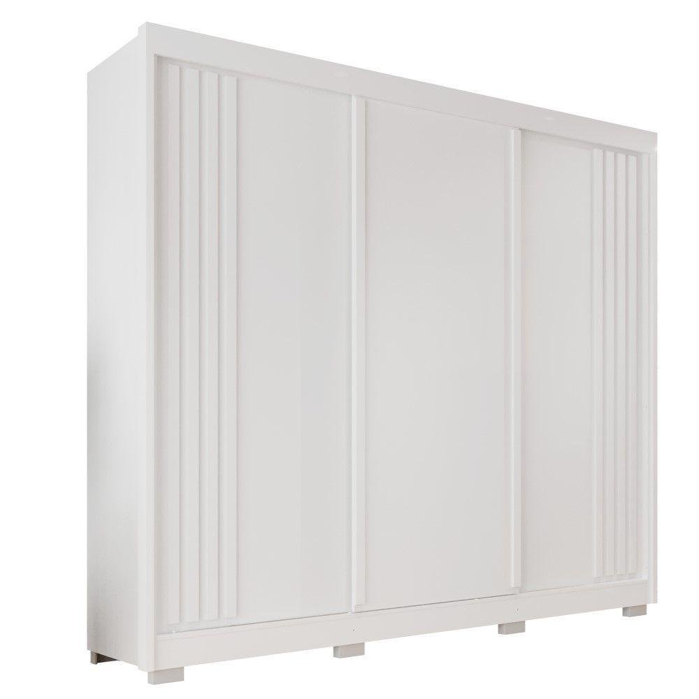 Guarda Roupa 3 Portas 4 Gavetas Mdf com Pés Branco | MadeiraMadeira