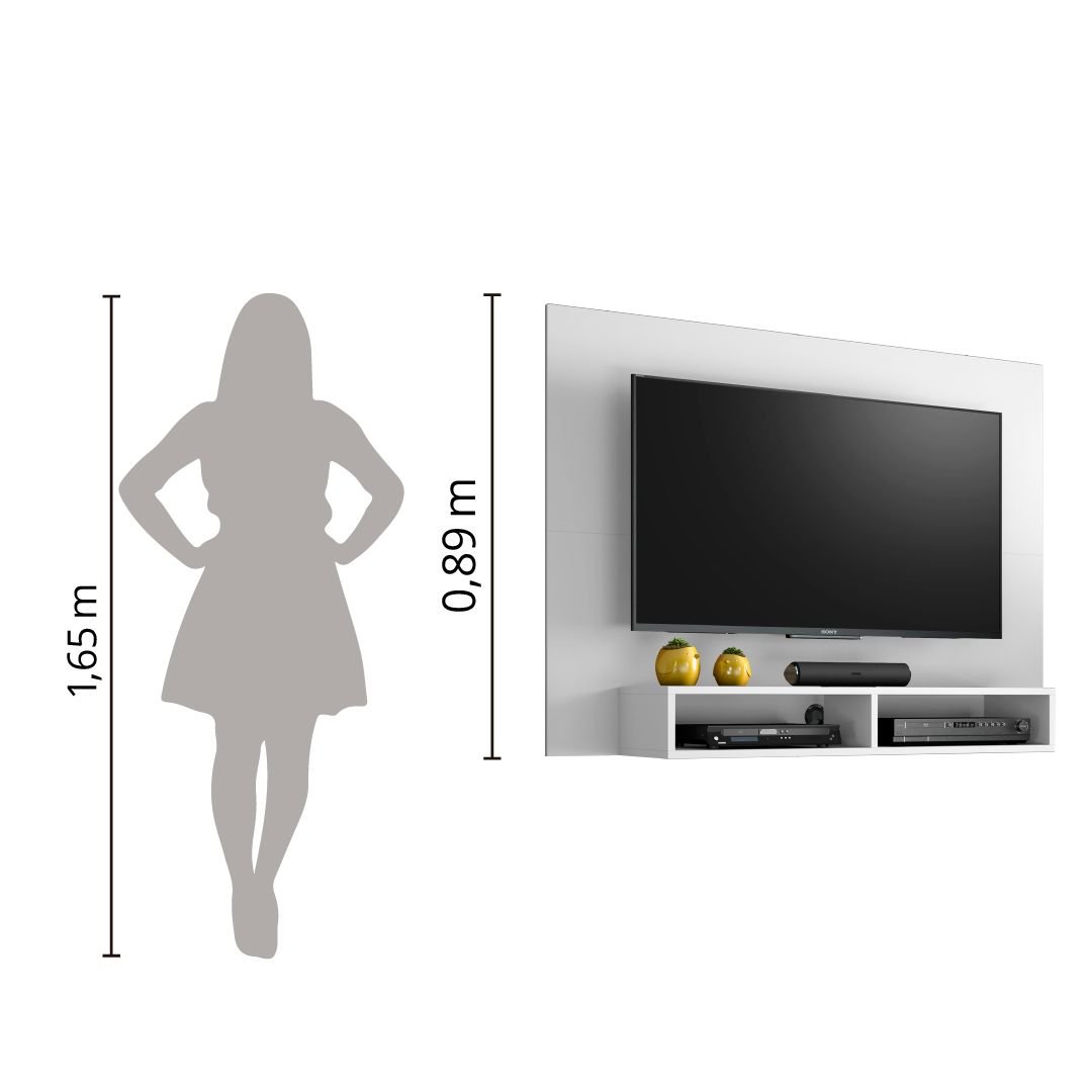 Painel TV até 43" Polegadas Branco 2 Nichos Eros Notável 89x120x28 | MadeiraMadeira