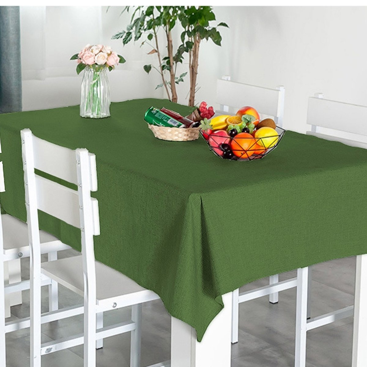 Toalha De Mesa Quadrada 4 Lugares Tecido Rustico Verde Prime ...