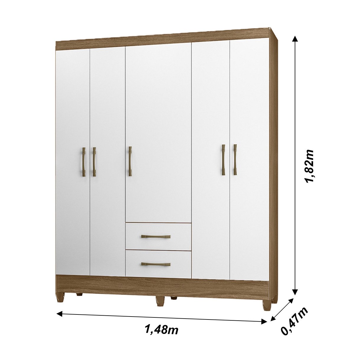 Guarda Roupa Casal 5 Portas 2 Gavetas Assis - Moval | MadeiraMadeira