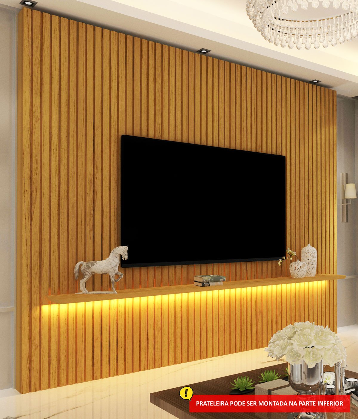 Painel para TV 2.3 Ripado com LED Nobre Naturale - Gelius Móveis ...