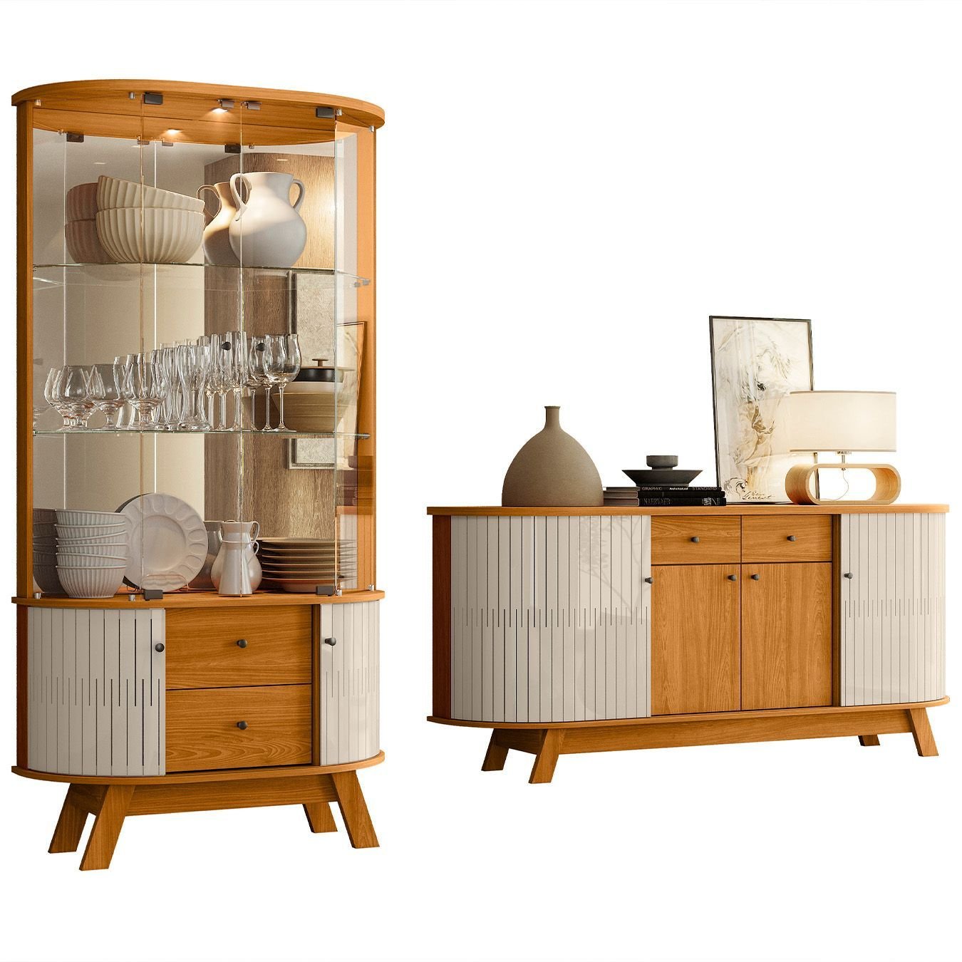 Cristaleira de Vidro Eva e Buffet Monica Z10 Off/cinamomo - Mpozenato ...