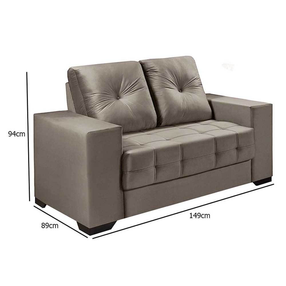 Sofá 2 Lugares Suede D26 Capuccino Silvaflex Orion 149X89X94 | MadeiraMadeira