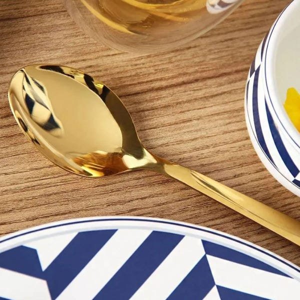 Jogo de Talheres Conjunto 4 Peças Luxo Dourado Jantar Cozinha Mesa ...