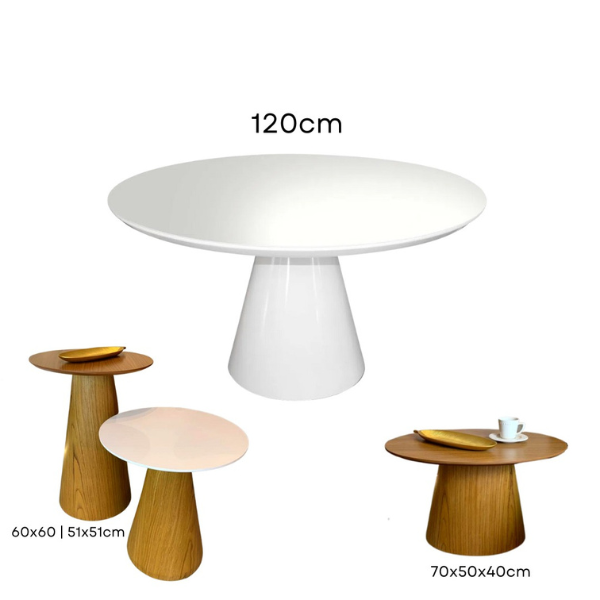 Conjunto de Mesas Cone - Jantar, Apoio, Centro e Lateral Personal Moveis Design Mesa Cone ...