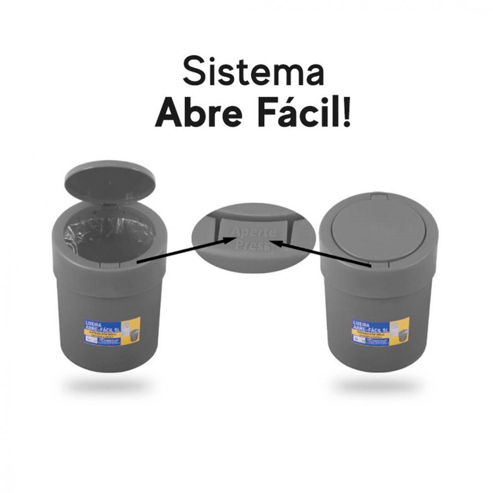 Kit Pia Roper Plast Lixeira 5 Litros Porta Detergente e Esponja ...