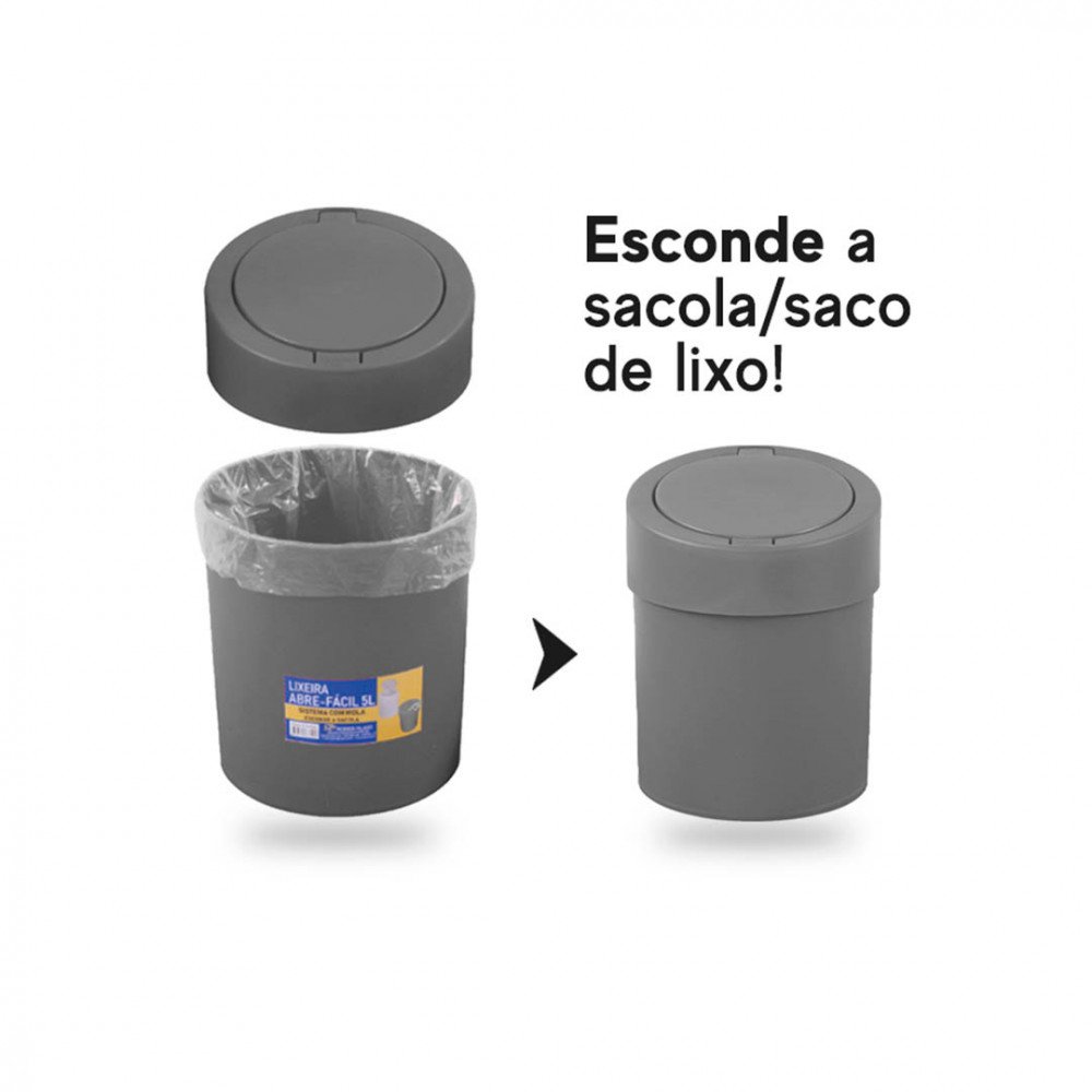 Kit Pia Roper Plast Lixeira 5 Litros Porta Detergente e Esponja ...