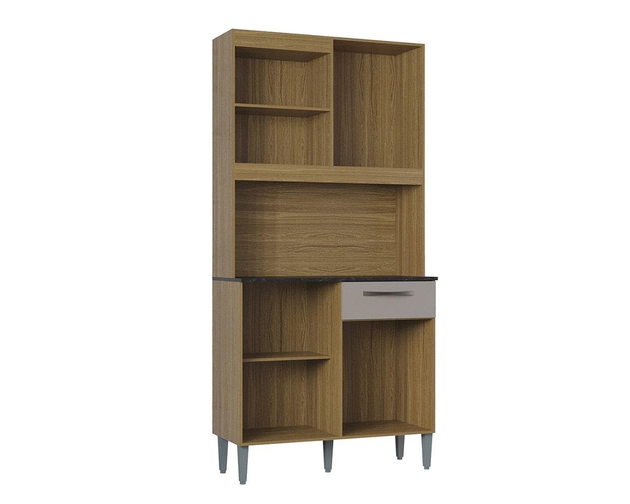 Kit Lívia 4 Portas 1 Gaveta Damasco Off White Poquema | MadeiraMadeira