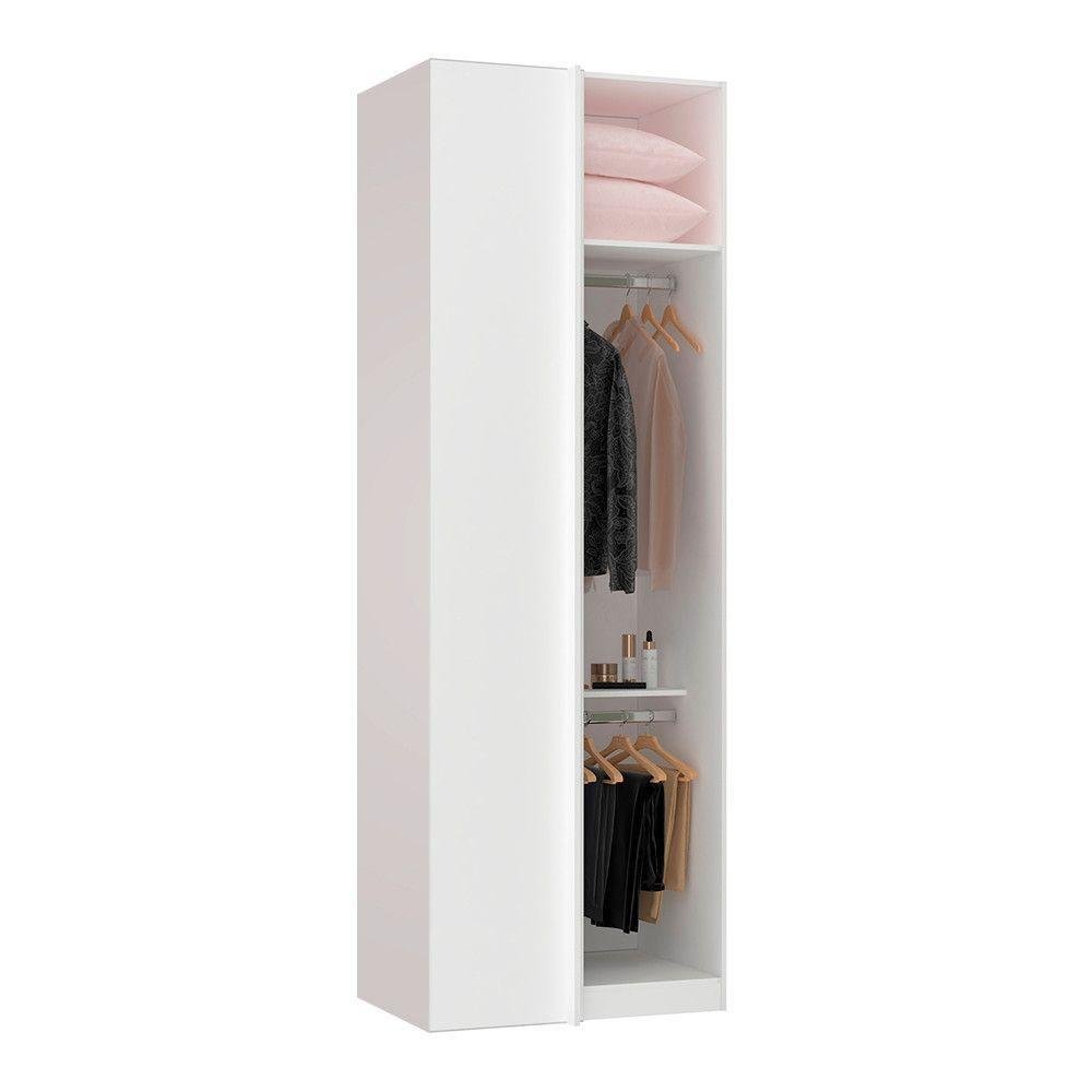 Guarda Roupa Canto 80,4cm 2 Cabideiros 1 Maleiro Branco | MadeiraMadeira