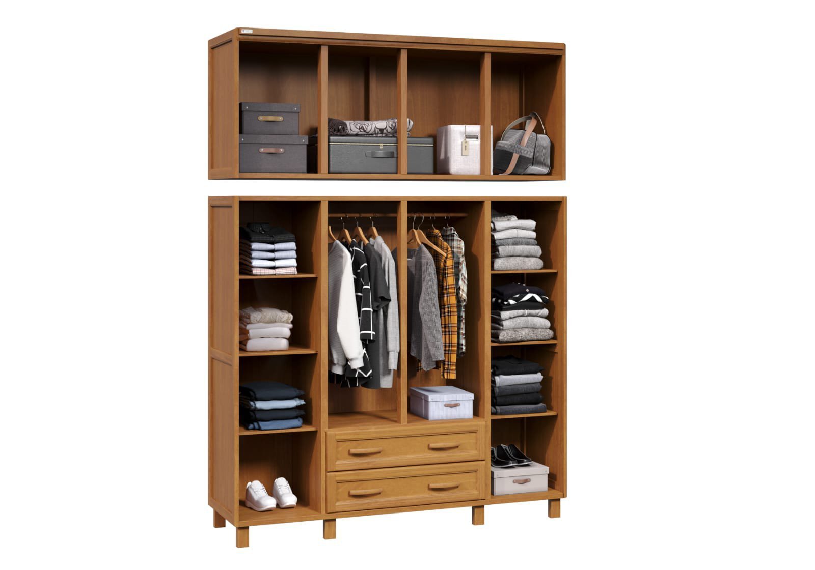 ROUPEIRO DALLAS 4 PORTAS COM ESPELHO - CARVALHO ACETINADO Tozetto ...