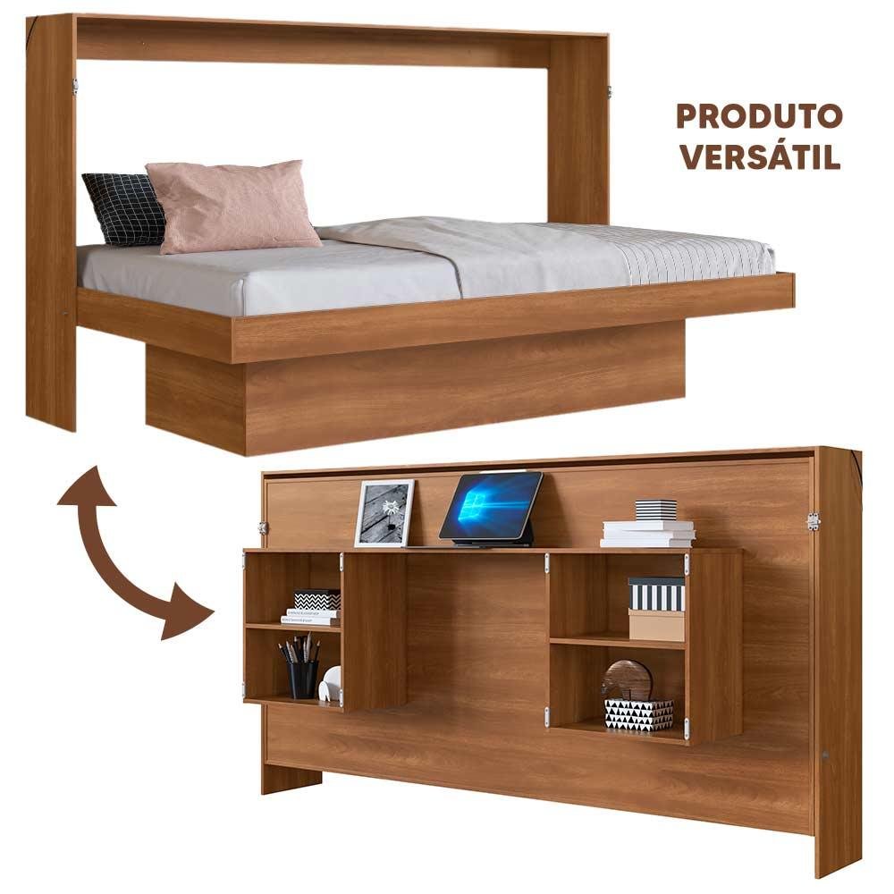 Cama Solteiro Multifuncional Dobrável Nogal com Colchão Zou Jm Móveis ...