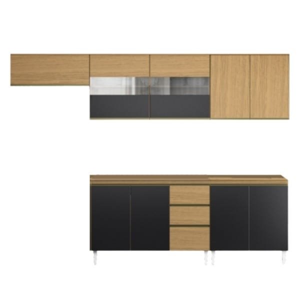 Cozinha Modulada Kelly Kit 5 Peças Balcão com Tampo - Atacama/Preto ...