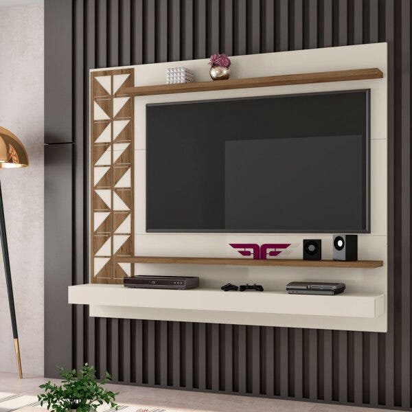 Painel Home Suspenso para TV até 60 Polegadas Mosaic Off White/Canela ...