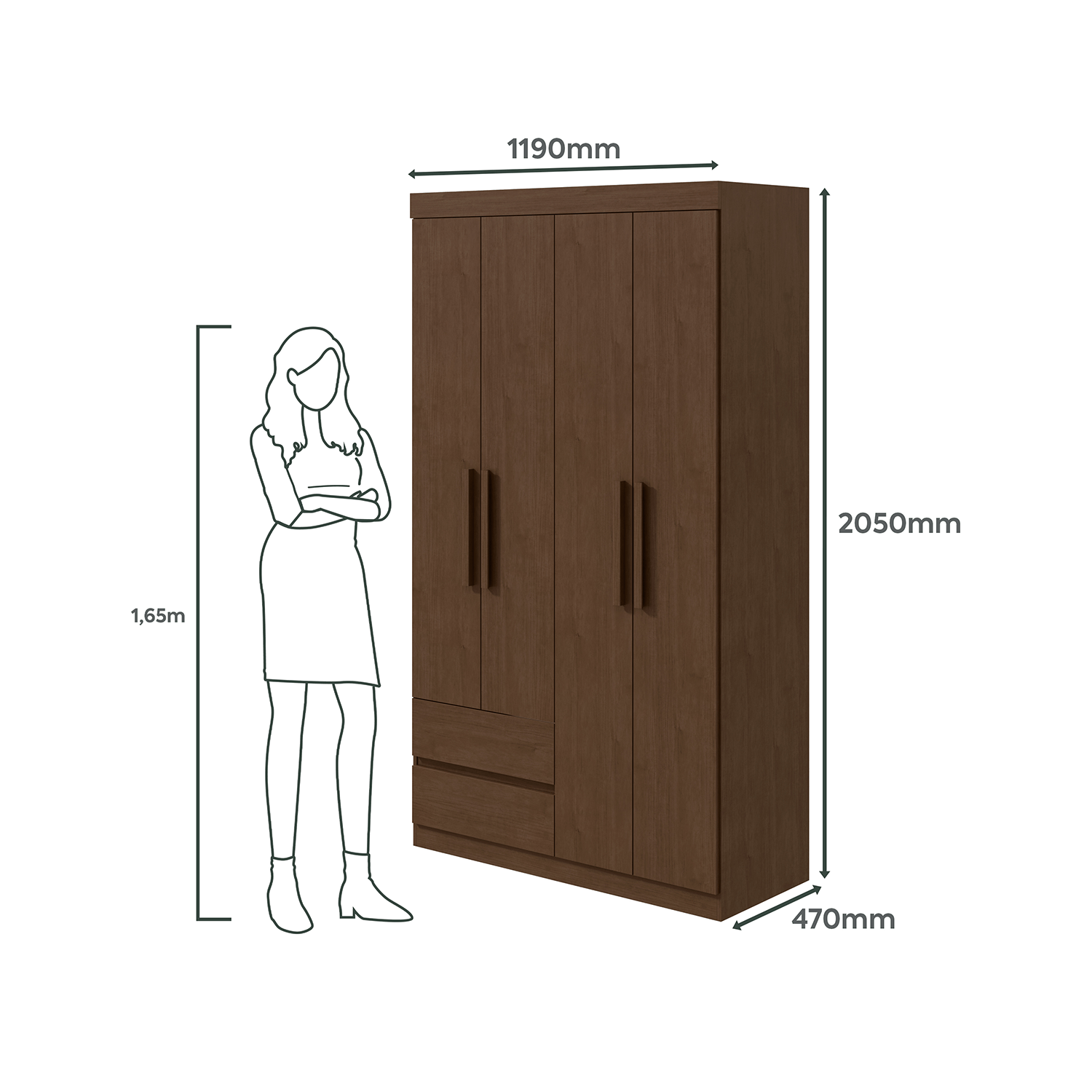 Guarda-Roupas Zeus 4 Portas C/esp E C/pes Pvc Imbuia Clean Móveis Lopas ...