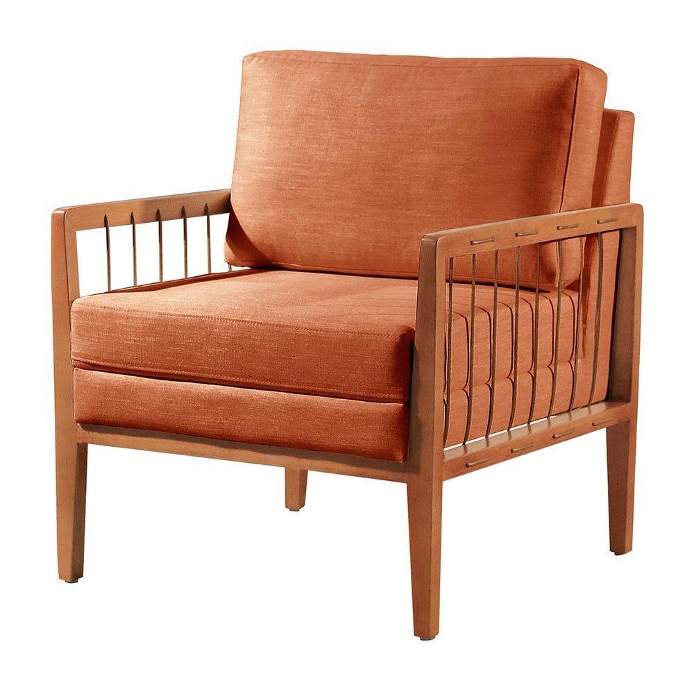 Poltrona Decorativa Gael Base Madeira Maciça Castellar Móbile Terracota ...