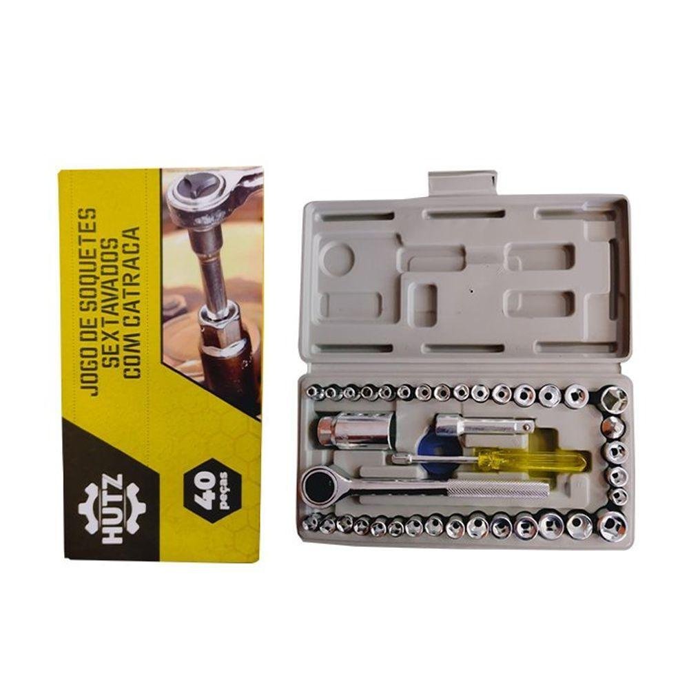 Jogo Soquete Sextavado com Catraca 40 Peças - Hutz | MadeiraMadeira