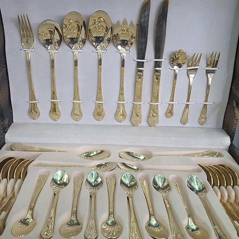 Faqueiro Italiano 86 Peças inox Banhado a Ouro | MadeiraMadeira