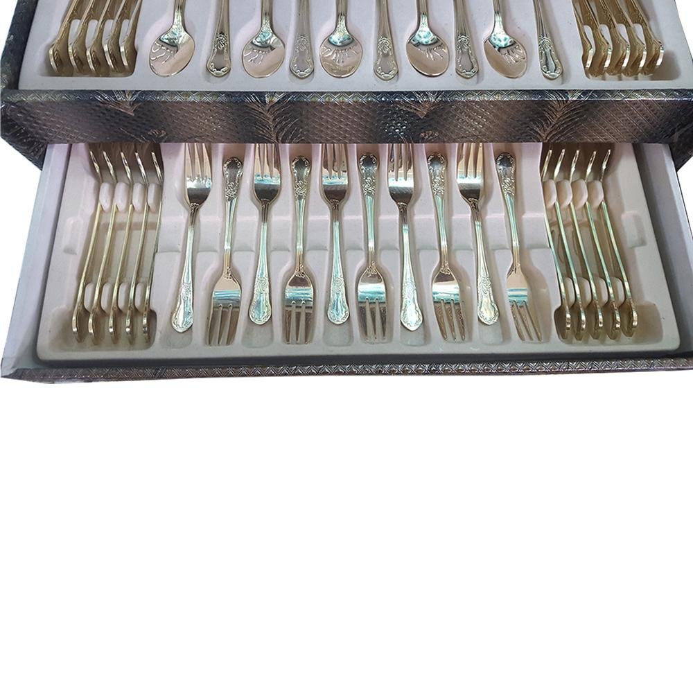 Faqueiro Italiano 86 Peças inox Banhado a Ouro | MadeiraMadeira