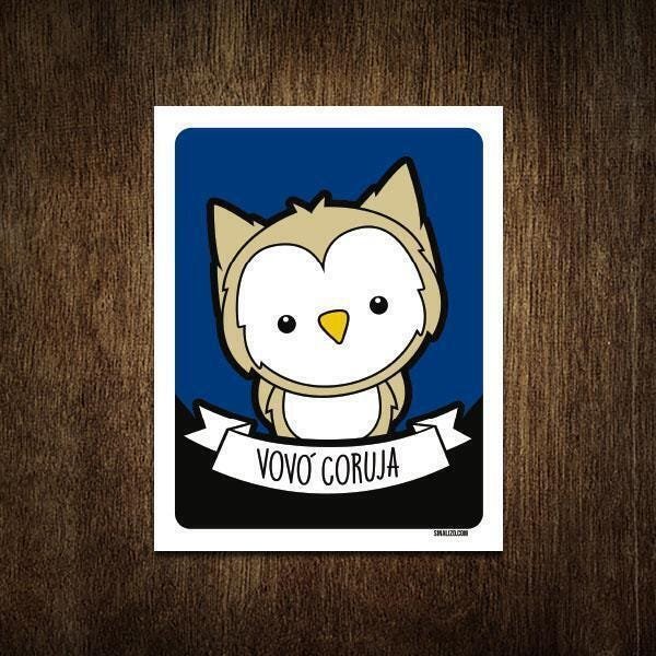 Placa Decorativa - Vovó Coruja 36x46 | MadeiraMadeira