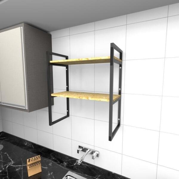 Prateleira industrial para cozinha aço cor preto prateleiras 30cm ...