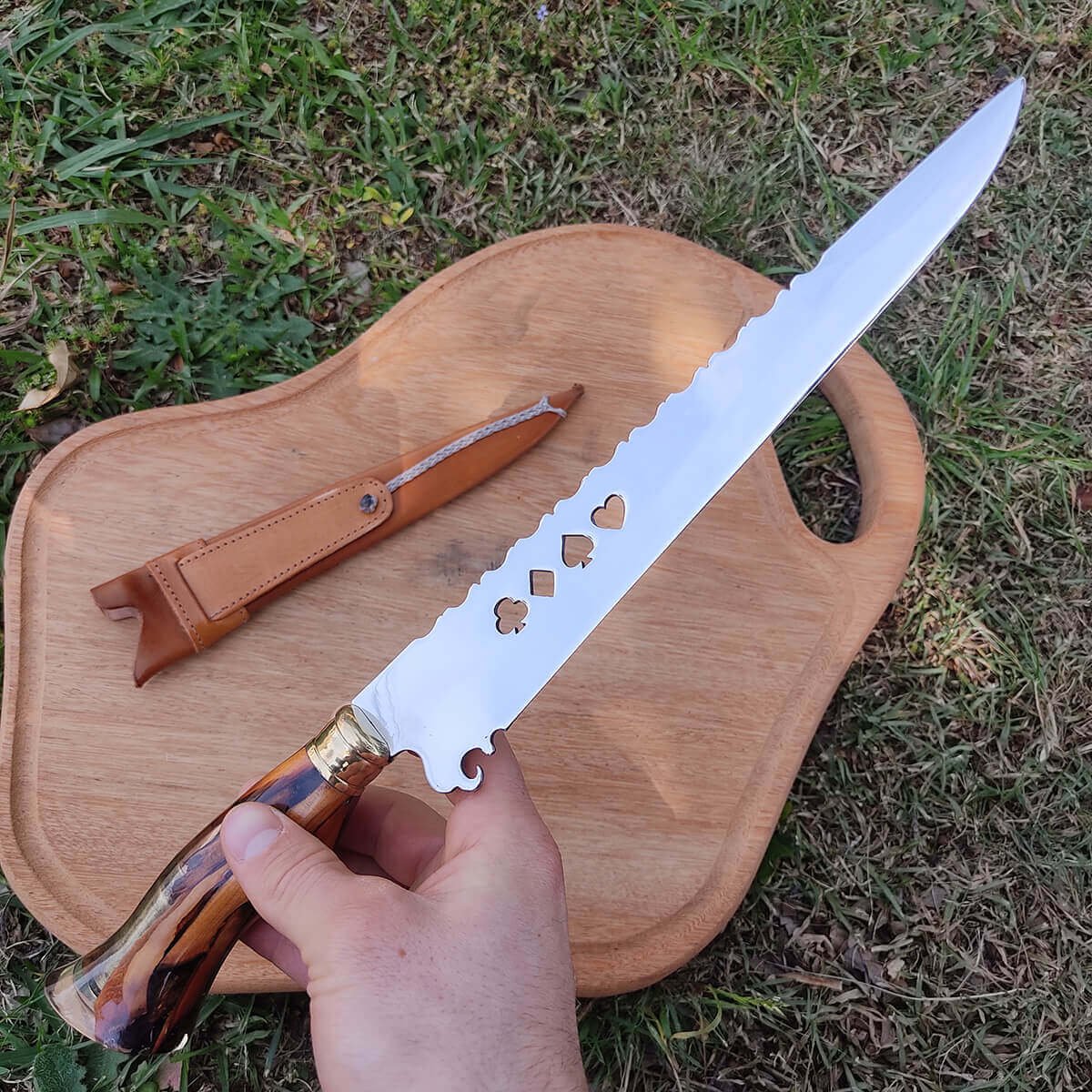 Faca Artesanal para Caçar Javali Javalizeira Churrasco Cabo Híbrido ...