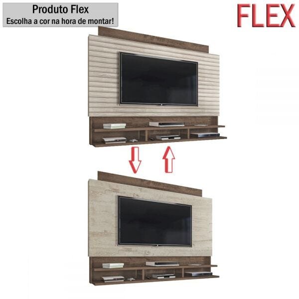Painel para TV até 72 Polegadas Flex Mocaccino Rústico/3D Carvalho ...