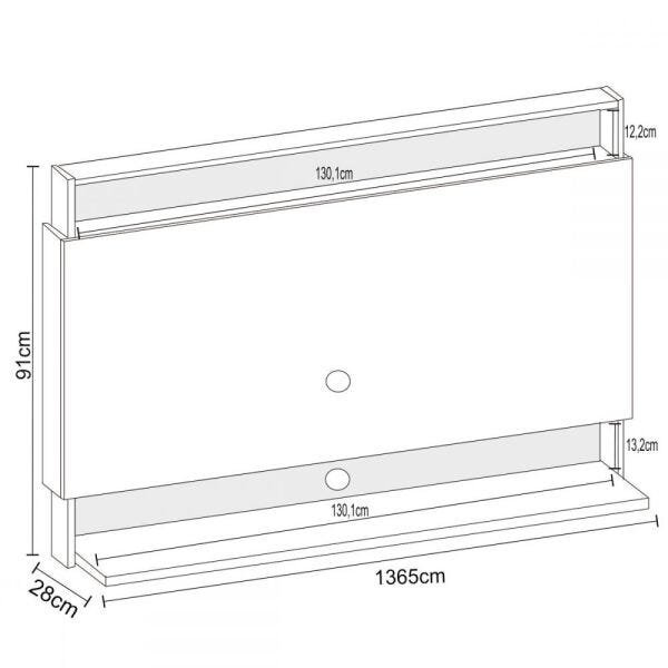 Painel para TV até 50 Polegadas Madri 1 Prateleira Canelato Rústico/3D ...