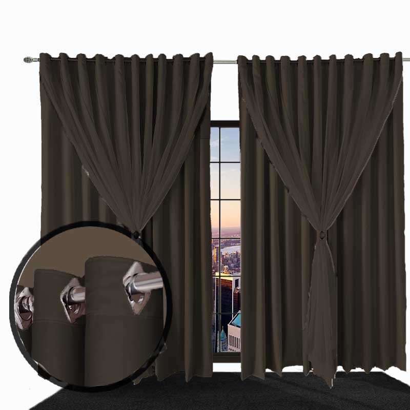 cortina blackout Ana quarto de janela 5,50 x 2,70 marrom | MadeiraMadeira