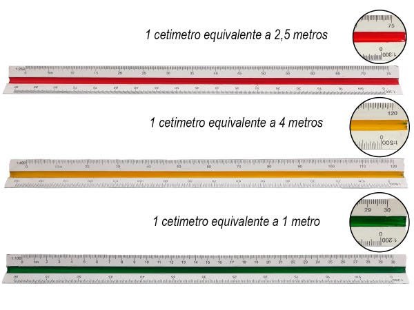 Régua Triangular Escalímetro De Plástico Tamanho 30 cm Escalas ...