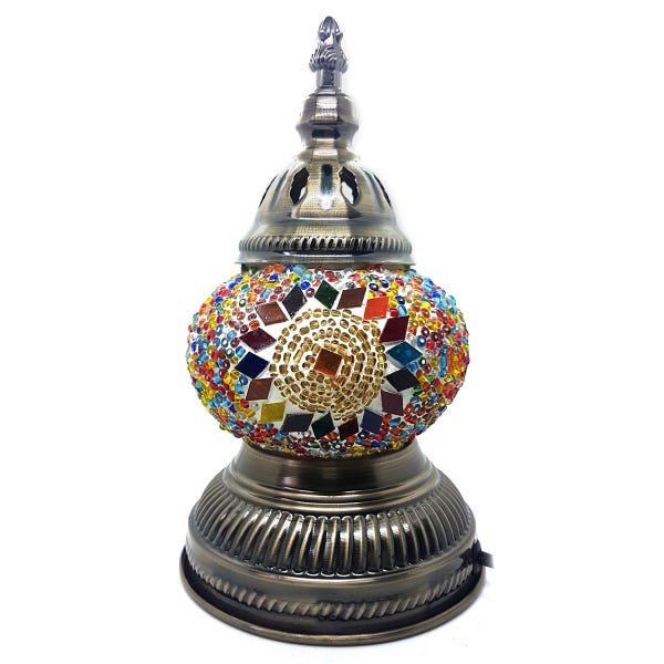 Abajur Turco Mosaico Metal e Vidro Raios de Sol 28cm | MadeiraMadeira