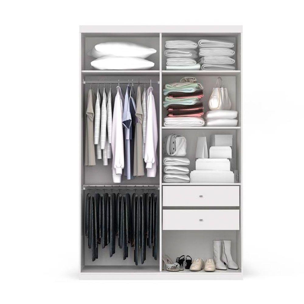 Roupeiro Solteiro S742 2 Portas De Correr E 2 Gavetas Kappesberg Branco ...