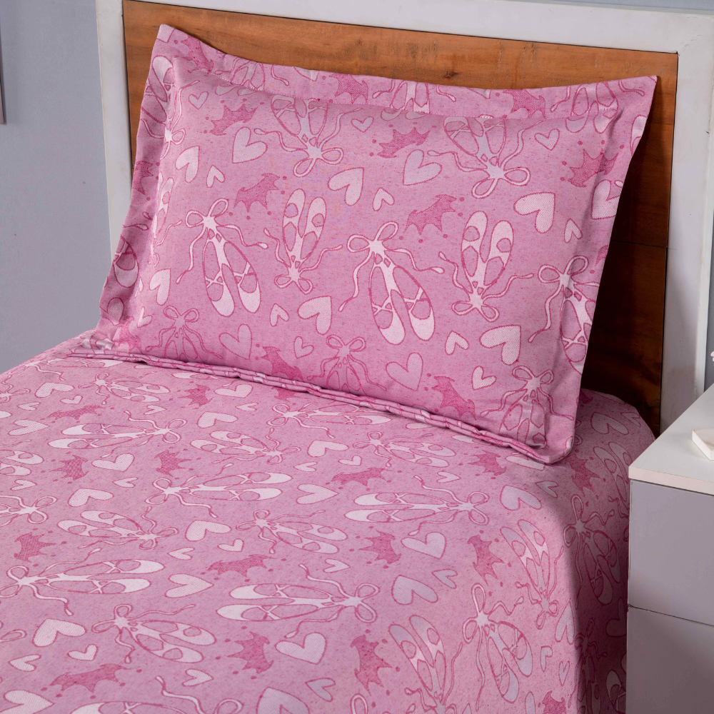 Kit Cobre Leito Rosa Ballet 2 Peças Solteiro Algodão Tecido Jacquard ...