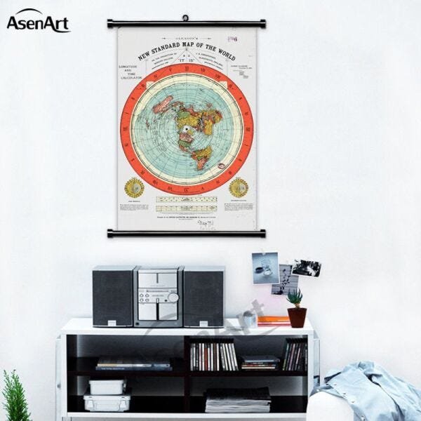 Terra Plana Mapa Do Mundo De Gleason Decorativo + Molde | MadeiraMadeira